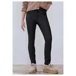 Lederimitathose STREET ONE STUDIO, Damen, Gr. 36, L&auml;nge 30, schwarz, Stoff, 76% Viskose, 21% Nylon, 3% Elasthan, unifarben mit Farbeinsatz, slim fit normal, Hosen, Middle Waist