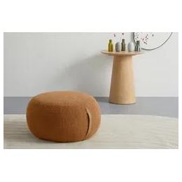 Hocker s.Oliver "Finnian, moderner Designhocker mit Lederriemen, softes Design", zimt, B:65cm H:35cm T:65cm, 93% Polyester, 6%Acryl, 1%Baumwolle, Hocker, Hocker, hochwertig, zum Wohlf&uuml;hlen in Luxus-Microfaser/Struktur oder in Boucl&eacute;