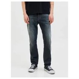 Jack & Jones Slim-fit-Jeans JACK & JONES "JJIGLENN &ndash; Jeans mit Stretch, niedriger Leibh&ouml;he und Taschen", Herren, Gr. 31, L&auml;nge 34, blau (blau, denim), Denim/Jeans, Obermaterial: 70% Baumwolle, 28% Polyester, 2% Elasthan, Abriebeffekte, slim fit kn&ouml;chellang, Jeans Slim-fit-Jeans, Baumwollmischung, slim fit