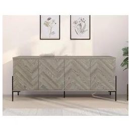 Sideboard OTTO HOME "Eadwine", eichefarb., B:175cm H:75cm T:38cm, MDF, Sideboards, Sideboard, Kommode, Push-to-open, T&uuml;ren mit Fischgr&auml;ten Muster, Breite 175 cm