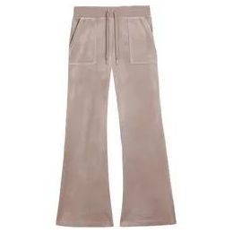 Sweathose Juicy Couture "LAYLA LOW RISE POCKETED FLARE PANT. Damen", Damen, Gr. M, EURO-Gr&ouml;&szlig;en, fungi, 95% Polyester, 5% Elasthan, slim fit, Hosen Sweathose, Trainingshose Damen, Sweathose, Velour, Jogginghose mit Glitzer, Sale