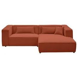 Ecksofa "PIARA mit Kedernaht, Cord, Leinenoptik o. Strukturstoff, Couch, L-Form", kupfer, B:267cm H:66cm T:167cm, 100% Polyester, LeGer Home by Lena Gercke, Sofas, Ecksofa, wahlweise Ottomane rechts/links, schwarze F&uuml;&szlig;e, bequemer Sitzkomfort