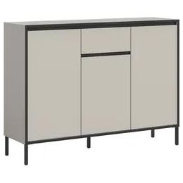 Sideboard Home Affaire "NORT, H&ouml;he: 101cm, mit Metall Stabfu&szlig;, 3 T&uuml;ren, 1 Schubkasten", kaschmir nachbildung, B:136cm H:101cm T:38cm, FSC-zertifizierter Holzwerkstoff, Sideboards, Sideboard, Anrichte, Kommode, Schrank, Board, Higboard