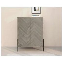 Highboard OTTO HOME "Eadwine", eichefarb., B:90cm H:120cm T:38cm, MDF, Sideboards, Highboard, Kommode, Midischrank, Push-to-open, T&uuml;ren mit Fischgr&auml;ten Muster