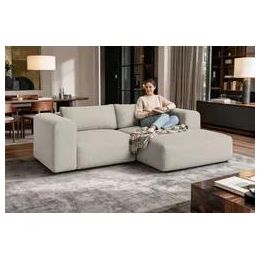 Ecksofa OTTO HOME "TIARRA Design-Sofa mit Ottomane recht/links bestellbar, Breite 241 cm", beige, B:241cm H:76cm T:168cm, 100% Polyester, Sofas, Ecksofa, L-Form mit hochelastischer Schaum und Wellenunterfederung