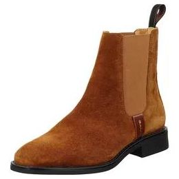 Stiefelette Gant "Gant Stiefelette Veloursleder/Textil", Damen, Gr. 37, braun (cognac), Textil, Veloursleder, Schuhe Stiefelette