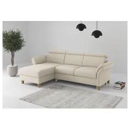 Ecksofa Home Affaire "Glendale, L-Form", creme, B:253cm H:84cm T:166cm, 95% Polyester, 5% Polyamid, Sofas, Ecksofa, inkl. Kopfteilverstellung, wahlweise mit Vorziehsitz und Bettkasten