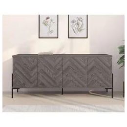 Sideboard OTTO HOME "Eadwine", wei&szlig; eiche, B:175cm H:75cm T:38cm, MDF, Sideboards, Sideboard, Kommode, Push-to-open, T&uuml;ren mit Fischgr&auml;ten Muster, Breite 175 cm