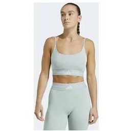 Sport-BH Adidas PERFORMANCE "HYPERGLAM 3-STREIFEN LIGHT SUPPORT BH", Damen, Gr. XL, N-Gr, wonder sage, Obermaterial: 85% Polyester, 15% Elasthan, BHs Sport-BH