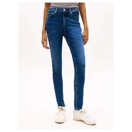 Tommy Hilfiger Skinny-fit-Jeans TOMMY JEANS "NORA MR SKNY AH1280", Damen, Gr. 26, L&auml;nge 28, denim schwarz, Denim/Jeans, Obermaterial: 85% Baumwolle, 7% Lyocell, 6% Elastomultiester, 2% Elasthan, unifarben, skinny fit lang, Jeans, mit Logo-Badge, Mid Rise