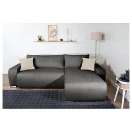 Ecksofa Collection AB "Pia L-Form, B: 237 cm", grau (anthrazit), B:237cm H:41cm T:169cm, 100%Polyester, Sofas, Ecksofa, Schlaffunktion, Bettkasten & 2 Zierkissen, Federkern