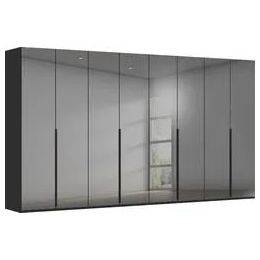 Dreht&uuml;renschrank Rauch "Kleiderschrank Schrank Garderobe W&auml;scheschrank BESTSELLER MONTCLAR", schwarz, grauspiegel, griffe schwarz, B:400cm H:223cm T:60cm, Holzwerkstoff, Schr&auml;nke, Dreht&uuml;renschrank, Front in Glas/Hochglanz/Dekor/Grauspiegel in 5 Breiten MADE IN GERMANY, Topseller