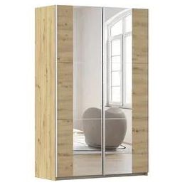 Schwebet&uuml;renschrank Rauch "Kleiderschrank Dreht&uuml;renschrank Schrank Garderobe KRONACH TOPSELLER", braun (eiche artisan, griffleisten alu, 2 spiegel), B:131cm H:210cm T:59cm, Holzwerkstoff, Schr&auml;nke, Schwebet&uuml;renschrank, optional ohne, mit 1 oder 2 Spiegel, viel Stauraum MADE IN GERMANY