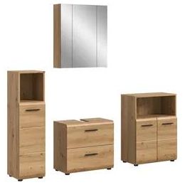 Badm&ouml;bel-Set Welltime "FLORENZ, TOPSELLER, 4-teilige Badkombination, hochwertige MDF-Front", artisan oak nb, B:180cm H:185cm T:30cm, Holzwerkstoff, MDF, Kastenm&ouml;bel-Sets, Badm&ouml;bel-Set, Bad-Kombination, Bad-M&ouml;bel, Badezimmer, Kombination, Kombi