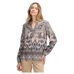 Longbluse Betty Barclay "Damen mit Stehkragen", Damen, Gr. 44, beige (grau, beige), Obermaterial: 100% Viskose, figurumspielend normal, Rundhals, Blusen Longbluse