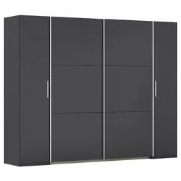 Schwebet&uuml;renschrank Rauch "Kleiderschrank Dreht&uuml;renschrank Schrank Garderobe KRONACH TOPSELLER", grau (graumetallic, griffleisten alu), B:268cm H:210cm T:59cm, Holzwerkstoff, Schr&auml;nke, Schwebet&uuml;renschrank, mit Dreh- und Schwebet&uuml;ren und vielen Einlegeb&ouml;den MADE IN GERMANY