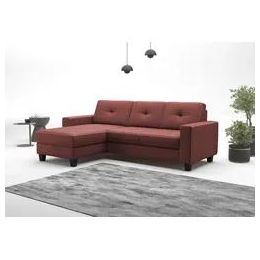 Ecksofa Home Affaire "Varese", merlot, B:239cm H:91cm T:164cm, Sofas, Ecksofa, wahlweise mit Bettfunktion und Bettkasten