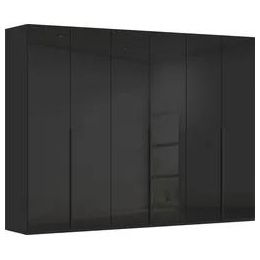 Dreht&uuml;renschrank Rauch "Kleiderschrank Schrank Garderobe W&auml;scheschrank BESTSELLER MONTCLAR", schwarz, glas schwarz, griffe schwarz, B:301cm H:223cm T:60cm, Holzwerkstoff, Schr&auml;nke, Dreht&uuml;renschrank, Front in Glas/Hochglanz/Dekor/Grauspiegel in 5 Breiten MADE IN GERMANY, Topseller