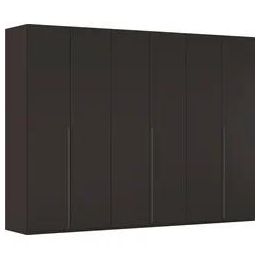 Dreht&uuml;renschrank Rauch "Kleiderschrank Schrank Garderobe W&auml;scheschrank BESTSELLER MONTCLAR", schwarz, griffe graphit, B:301cm H:223cm T:60cm, Holzwerkstoff, Schr&auml;nke, Dreht&uuml;renschrank, Front in Glas/Hochglanz/Dekor/Grauspiegel in 5 Breiten MADE IN GERMANY, Topseller