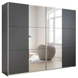 Schwebet&uuml;renschrank Rauch "Kleiderschrank Dreht&uuml;renschrank Schrank Garderobe KRONACH TOPSELLER", grau (graumetallic, griffleisten alu, 2 spiegel), B:261cm H:210cm T:59cm, Holzwerkstoff, Schr&auml;nke, Schwebet&uuml;renschrank, optional ohne, mit 1 oder 2 Spiegel, viel Stauraum MADE IN GERMANY