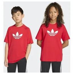T-Shirt Adidas ORIGINALS "GFX TR LO TEE", M&auml;dchen, Gr. 140, better scarlet, wei&szlig;, Obermaterial: 100% Baumwolle, Rundhals, Shirts T-Shirt, f&uuml;r Kinder, Kurzarmdesign, sportlicher Stil, Rundhalsausschnitt