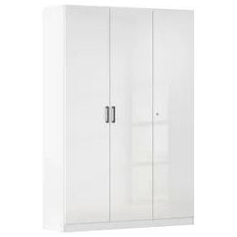 Mehrzweckschrank Rauch "Garderobe Kleiderschrank Schrank Schuhschrank Putzschrank MINOSA", alpinwei&szlig;, hochglanz wei&szlig;, griffe graumetallic, B:136cm H:197cm T:41cm, Holzwerkstoff, Schr&auml;nke, Mehrzweckschrank, In 4 Breiten mit vielen Einlegeb&ouml;den f&uuml;r viel Stauraum MADE IN GERMANY