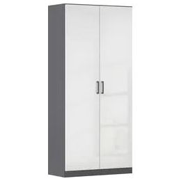 Mehrzweckschrank Rauch "Garderobe Kleiderschrank Schrank Schuhschrank Putzschrank MINOSA", graumetallic, hochglanz wei&szlig;, griffe graumetallic, B:91cm H:197cm T:41cm, Holzwerkstoff, Schr&auml;nke, Mehrzweckschrank, In 4 Breiten mit vielen Einlegeb&ouml;den f&uuml;r viel Stauraum MADE IN GERMANY