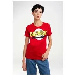 T-Shirt logoshirt "Big Bang Theory Bazinga", Damen, Gr. XXL, rot, 100% Baumwolle, bedruckt, normal, Rundhals, Shirts T-Shirt, mit coolem Frontprint