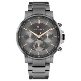 Multifunktionsuhr Tommy Hilfiger "TYSON", grau, Armbanduhren, Herren, Quarzuhr, Armbanduhr, Herrenuhr, Edelstahlarmband, analog, Tag