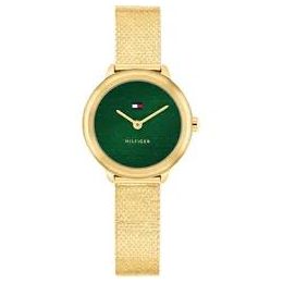 Quarzuhr Tommy Hilfiger "DEMI", goldfarben, gr&uuml;n, Armbanduhren, Damen, Quarzuhr, Armbanduhr, Damenuhr, Edelstahlarmband, analog