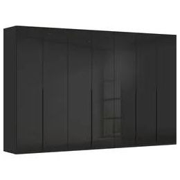 Dreht&uuml;renschrank Rauch "Kleiderschrank Schrank Garderobe W&auml;scheschrank BESTSELLER MONTCLAR", schwarz, glas schwarz, griffe schwarz, B:350cm H:223cm T:60cm, Holzwerkstoff, Schr&auml;nke, Dreht&uuml;renschrank, Front in Glas/Hochglanz/Dekor/Grauspiegel in 5 Breiten MADE IN GERMANY, Topseller