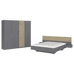 Schlafzimmer-Set Rauch "Komplettzimmer Komplett Set Schrank 226 cm Bett 160/180 cm LAMELLA", grau (graumetallic, eiche artisan), PREMIUM + ohne Matratze, B/H: 160cm x 200cm, PREMIUM, Holzwerkstoff, Schlafzimmerm&ouml;bel-Sets