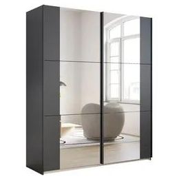 Schwebet&uuml;renschrank Rauch "Kleiderschrank Dreht&uuml;renschrank Schrank Garderobe KRONACH TOPSELLER", grau (graumetallic, griffleisten grau, 2 spiegel), B:175cm H:210cm T:59cm, Holzwerkstoff, Schr&auml;nke, Schwebet&uuml;renschrank, optional ohne, mit 1 oder 2 Spiegel, viel Stauraum MADE IN GERMANY