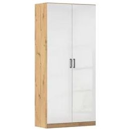 Mehrzweckschrank Rauch "Garderobe Kleiderschrank Schrank Schuhschrank Putzschrank MINOSA", eiche artisan, hochglanz wei&szlig;, griffe graumetallic, B:91cm H:197cm T:41cm, Holzwerkstoff, Schr&auml;nke, Mehrzweckschrank, In 4 Breiten mit vielen Einlegeb&ouml;den f&uuml;r viel Stauraum MADE IN GERMANY