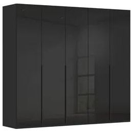Dreht&uuml;renschrank Rauch "Kleiderschrank Schrank Garderobe W&auml;scheschrank BESTSELLER MONTCLAR", schwarz, glas schwarz, griffe schwarz, B:251cm H:223cm T:60cm, Holzwerkstoff, Schr&auml;nke, Dreht&uuml;renschrank, Front in Glas/Hochglanz/Dekor/Grauspiegel in 5 Breiten MADE IN GERMANY, Topseller