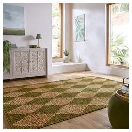 Teppich FLAIR RUGS "Effie Diamond", gr&uuml;n, B:120cm H:5mm L:170cm, Baumwolle, Jute, Teppiche, Teppich, handgekn&uuml;pft