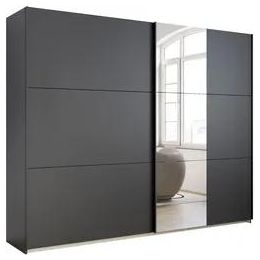 Schwebet&uuml;renschrank Rauch "Kleiderschrank Dreht&uuml;renschrank Schrank Garderobe KRONACH TOPSELLER", grau (graumetallic, griffleisten grau, 1 spiegel), B:261cm H:210cm T:59cm, Holzwerkstoff, Schr&auml;nke, Schwebet&uuml;renschrank, optional ohne, mit 1 oder 2 Spiegel, viel Stauraum MADE IN GERMANY