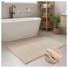 Badematte Carpet City "PURE500, Badteppich uni", beige, H:16mm, Polyester, Badematten, Badematte, Teppich Badezimmer, Badvorleger, Anti-Rutsch, Waschbar, Duschmatte