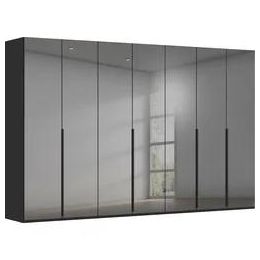 Dreht&uuml;renschrank Rauch "Kleiderschrank Schrank Garderobe W&auml;scheschrank BESTSELLER MONTCLAR", schwarz, grauspiegel, griffe schwarz, B:350cm H:223cm T:60cm, Holzwerkstoff, Schr&auml;nke, Dreht&uuml;renschrank, Front in Glas/Hochglanz/Dekor/Grauspiegel in 5 Breiten MADE IN GERMANY, Topseller