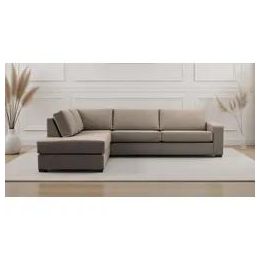 Ecksofa Home Affaire "Branwell", cappuccino, B:304cm H:86cm T:227cm, 100% Polyester, Sofas, Ecksofa, Breite 304 cm, Struktur fein, mit Wellenunterfederung