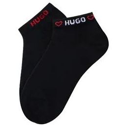 Kurzsocken HUGO UNDERWEAR, Damen, Gr. 35-38, schwarz 001, Baumwollmischung, elastisch, Socken, Logos am Rand
