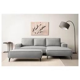 Sitzgruppe Home Affaire "TVINNU, Polsterecke L-Form, Schlaffunktion, mit Hocker", silbergrau, B:275cm H:83cm T:173cm, Sitzm&ouml;bel-Sets, Set, stellbar zum Schlafsofa (Krokodilverbinder)