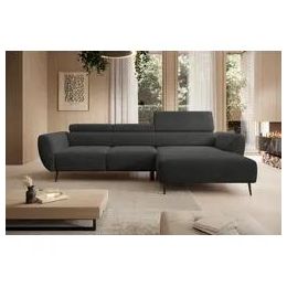Ecksofa WERK2 "Alisson, mit elektrischer Sitztiefenverstellung, L-Form, Breite 277 cm", grau (anthrazit), B:277cm H:76cm T:174cm, 90% Polyester, 10% Nylon, Sofas, Ecksofa, Alisson &ndash; flexibler Komfort mit modernem Design und smarten Details.