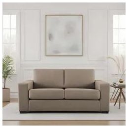 2-Sitzer Home Affaire "Branwell", cappuccino, B:175cm H:86cm T:96cm, 100% Polyester, Sofas, Breite 175 cm, Struktur fein, mit Wellenunterfederung