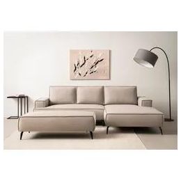 Sitzgruppe Home Affaire "TVINNU, Polsterecke L-Form, Schlaffunktion, mit Hocker", beige (hellbeige), B:275cm H:83cm T:173cm, Sitzm&ouml;bel-Sets, Set, stellbar zum Schlafsofa (Krokodilverbinder)