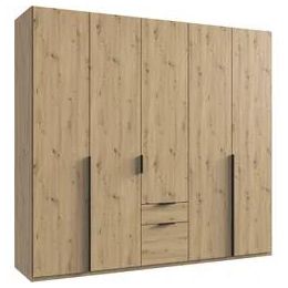 Dreht&uuml;renschrank wimex "Mugano", artisan, eiche nachbildung, griffe schwarz, B:225cm H:208cm T:58cm, Holzwerkstoff, Schr&auml;nke, Dreht&uuml;renschrank, in vielen Breiten, 208 oder 236 cm hoch, Made in Germany