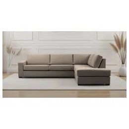 Ecksofa Home Affaire "Branwell", cappuccino, B:304cm H:86cm T:227cm, 100% Polyester, Sofas, Ecksofa, Breite 304 cm, Struktur fein, mit Wellenunterfederung