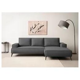 Ecksofa Home Affaire "TVINNU, L-Form, 275cm, in Cord und Leinenoptik", grau (anthrazit), B:275cm H:83cm T:173cm, Sofas, Ecksofa, wahlweise Recamiere rechts/links, schwarze F&uuml;&szlig;e, bequemer Sitzkomfort