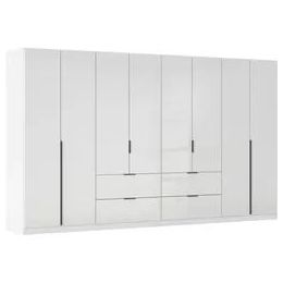 Dreht&uuml;renschrank OTTO HOME "Kleiderschrank Kleiderschr&auml;nke Schrank Garderobe AGORDO mit Glasfront", wei&szlig; (alpinwei&szlig;, glas kristallwei&szlig;), B:360cm H:229cm T:54cm, Holzwerkstoff, Schr&auml;nke, Dreht&uuml;renschrank, mit Au&szlig;enschubk&auml;sten, in 7 Breiten und 2 H&ouml;hen MADE IN GERMANY