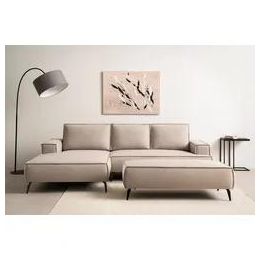 Sitzgruppe Home Affaire "TVINNU, Polsterecke L-Form, Schlaffunktion, mit Hocker", beige (hellbeige), B:275cm H:83cm T:173cm, Sitzm&ouml;bel-Sets, Set, stellbar zum Schlafsofa (Krokodilverbinder)